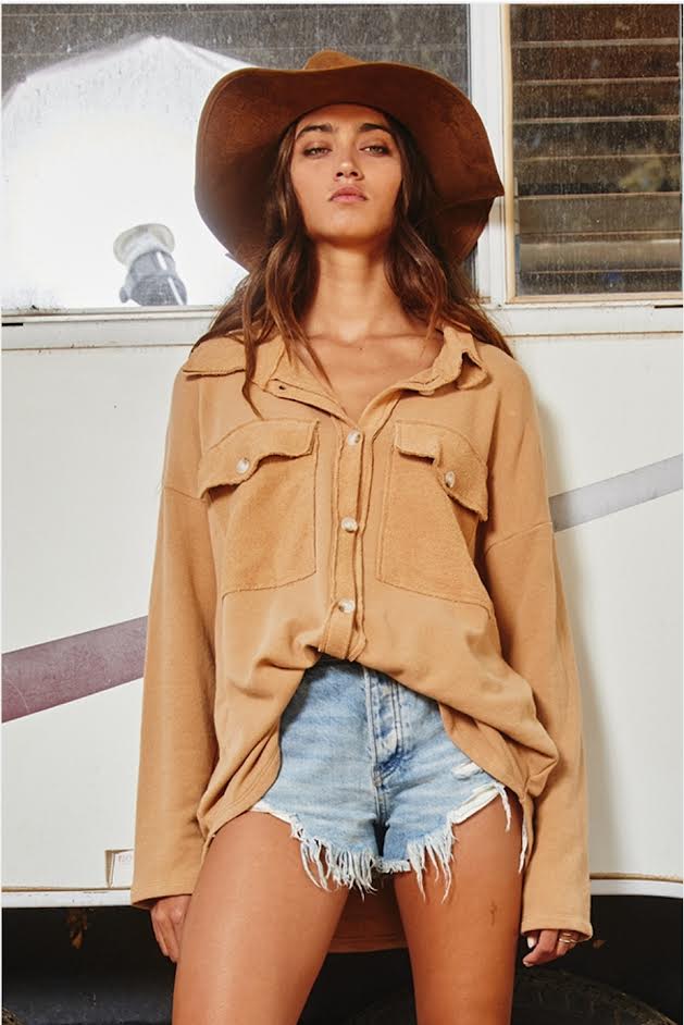 Bucket List French Terry Oversized Shacket – Bluff Town District ...